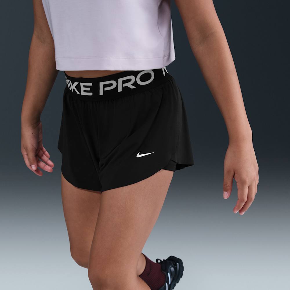Nike Pro | Shorts Dri-FIT 2 en 1 niña talla grande | Negro
